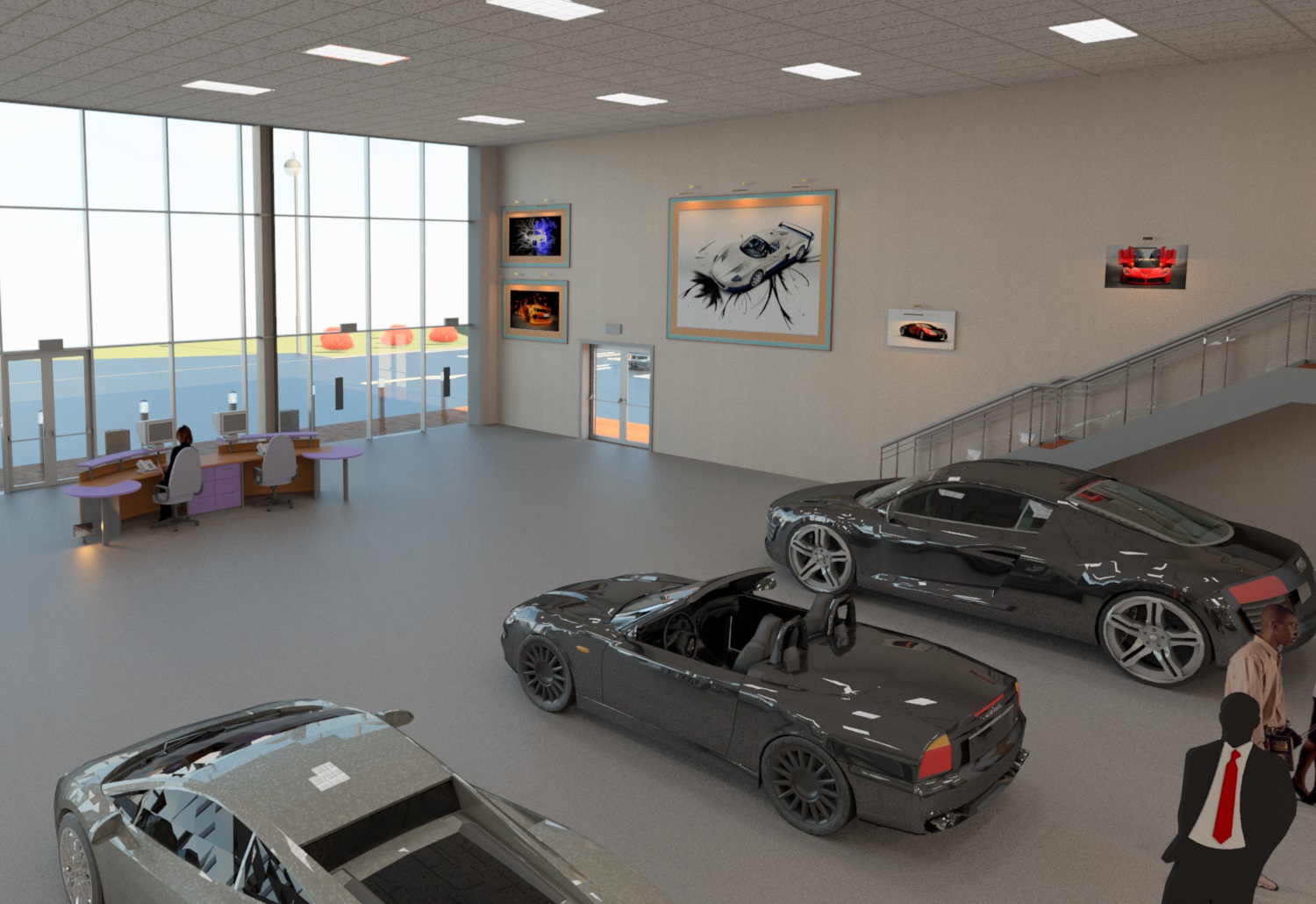 Car Showroom Elevated View 2